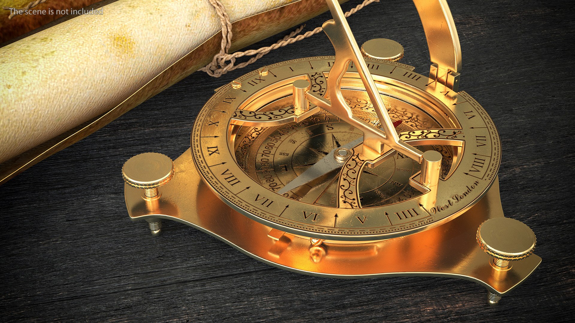 Old Brass Compass With Sundial 3D Model - TurboSquid 2214628