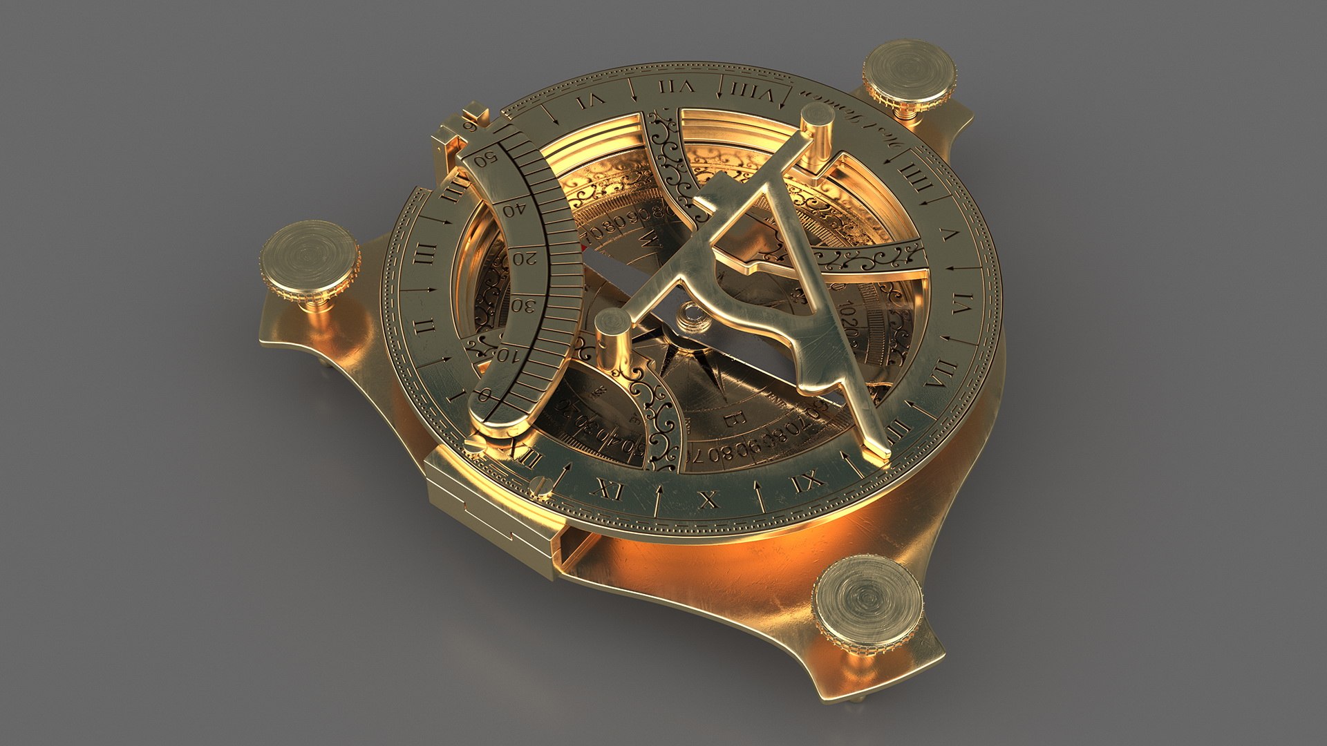 Old Brass Compass With Sundial 3D Model - TurboSquid 2214628