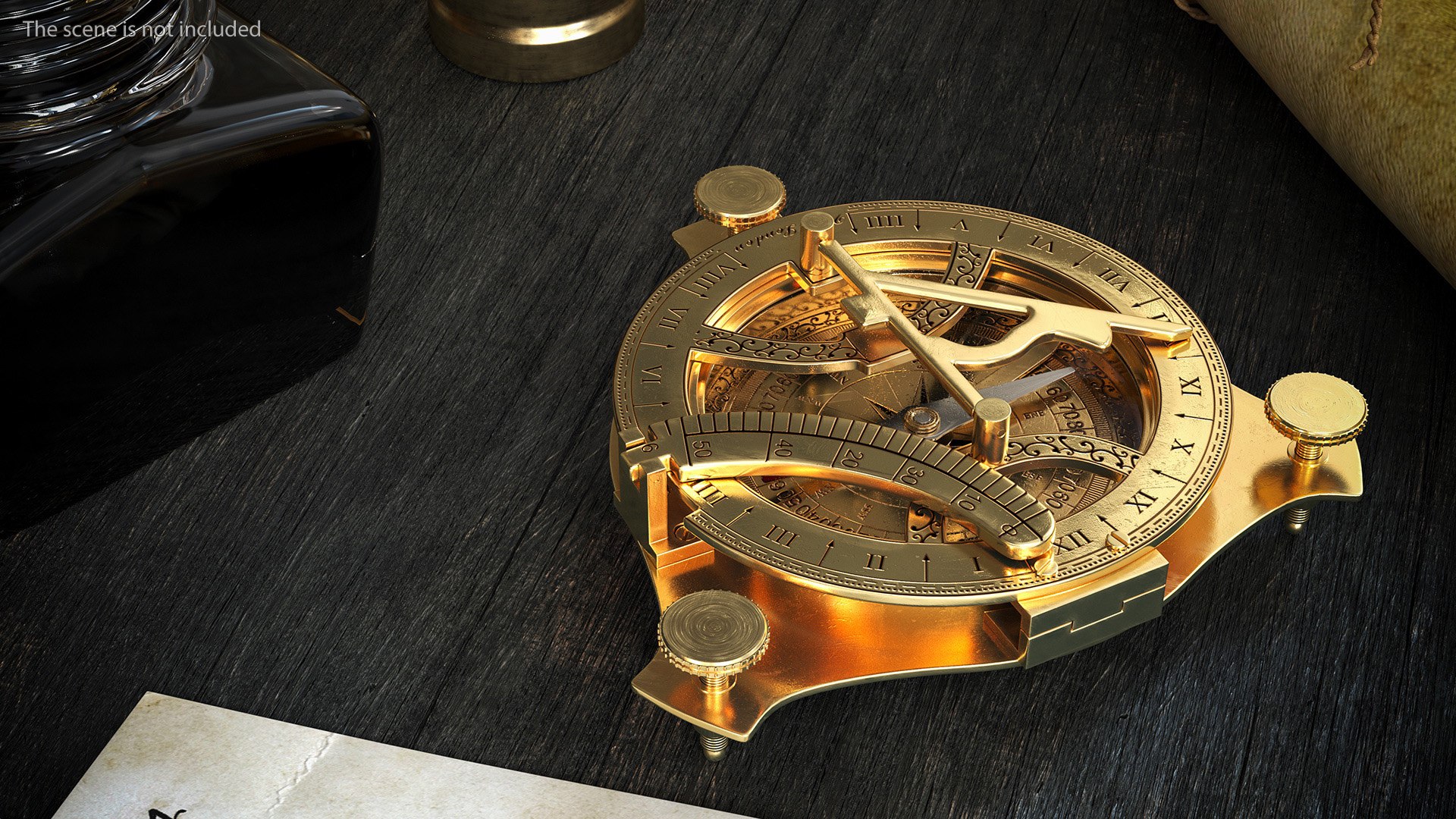 Old Brass Compass With Sundial 3D Model - TurboSquid 2214628