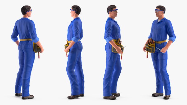 3D electrician standing pose electric model - TurboSquid 1607066