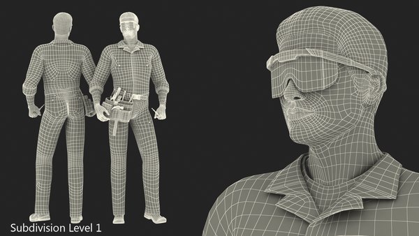 3D electrician standing pose electric model - TurboSquid 1607066