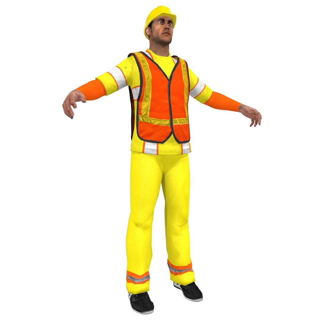 Road Worker Man 3d Model