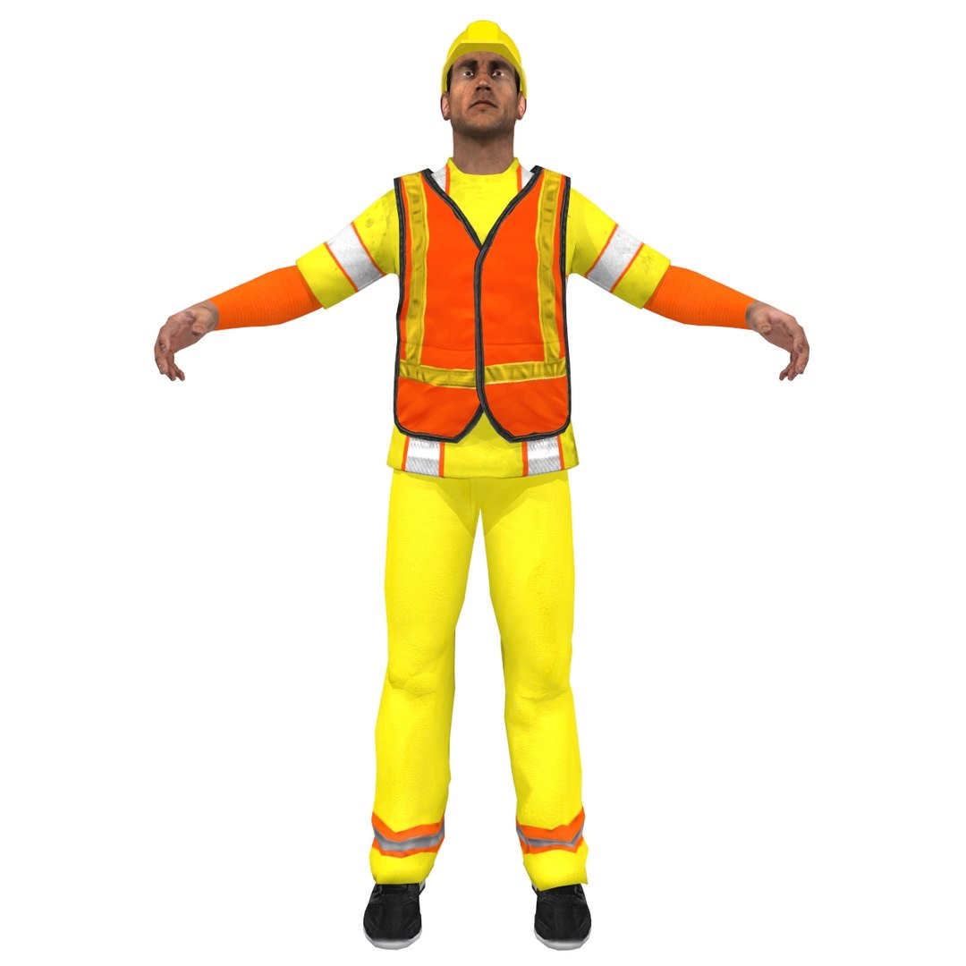 Road Worker Man 3d Model
