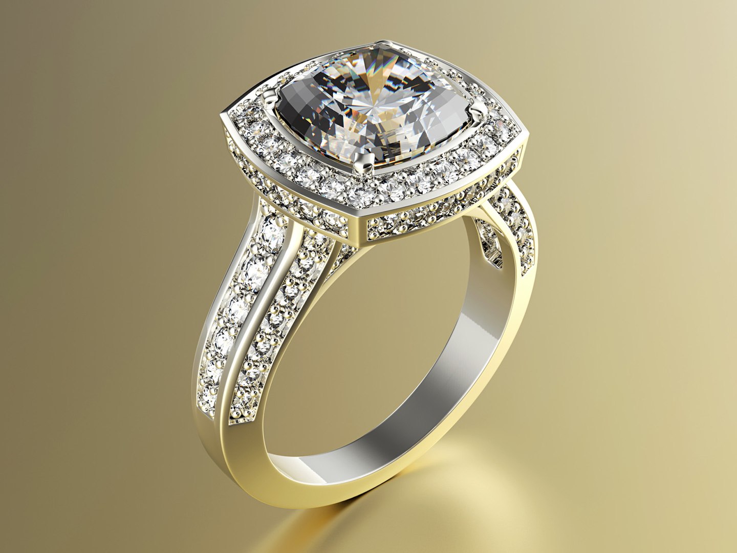 Wedding Engagement Ring With Gemstone Set 0091 STL 3dm FBX 3D Model ...