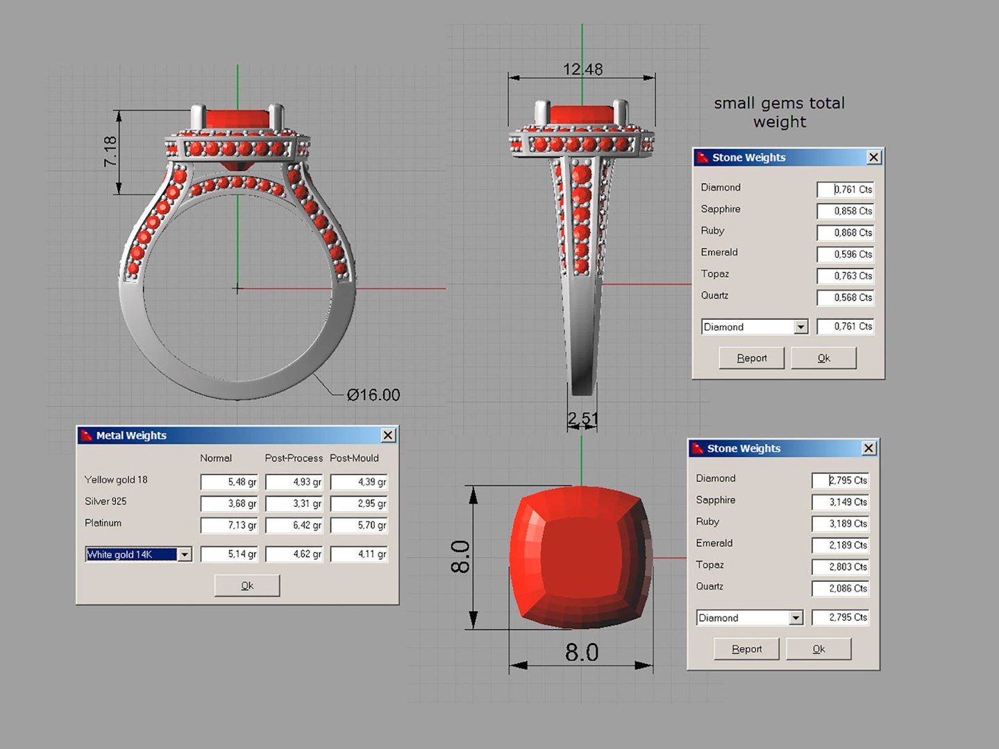 Wedding Engagement Ring With Gemstone Set 0091 STL 3dm FBX 3D Model - TurboSquid 2066435