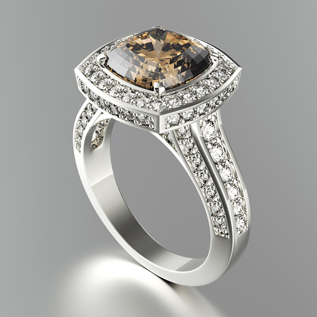 Wedding Engagement Ring With Gemstone Set 0091 STL 3dm FBX 3D Model - TurboSquid 2066435