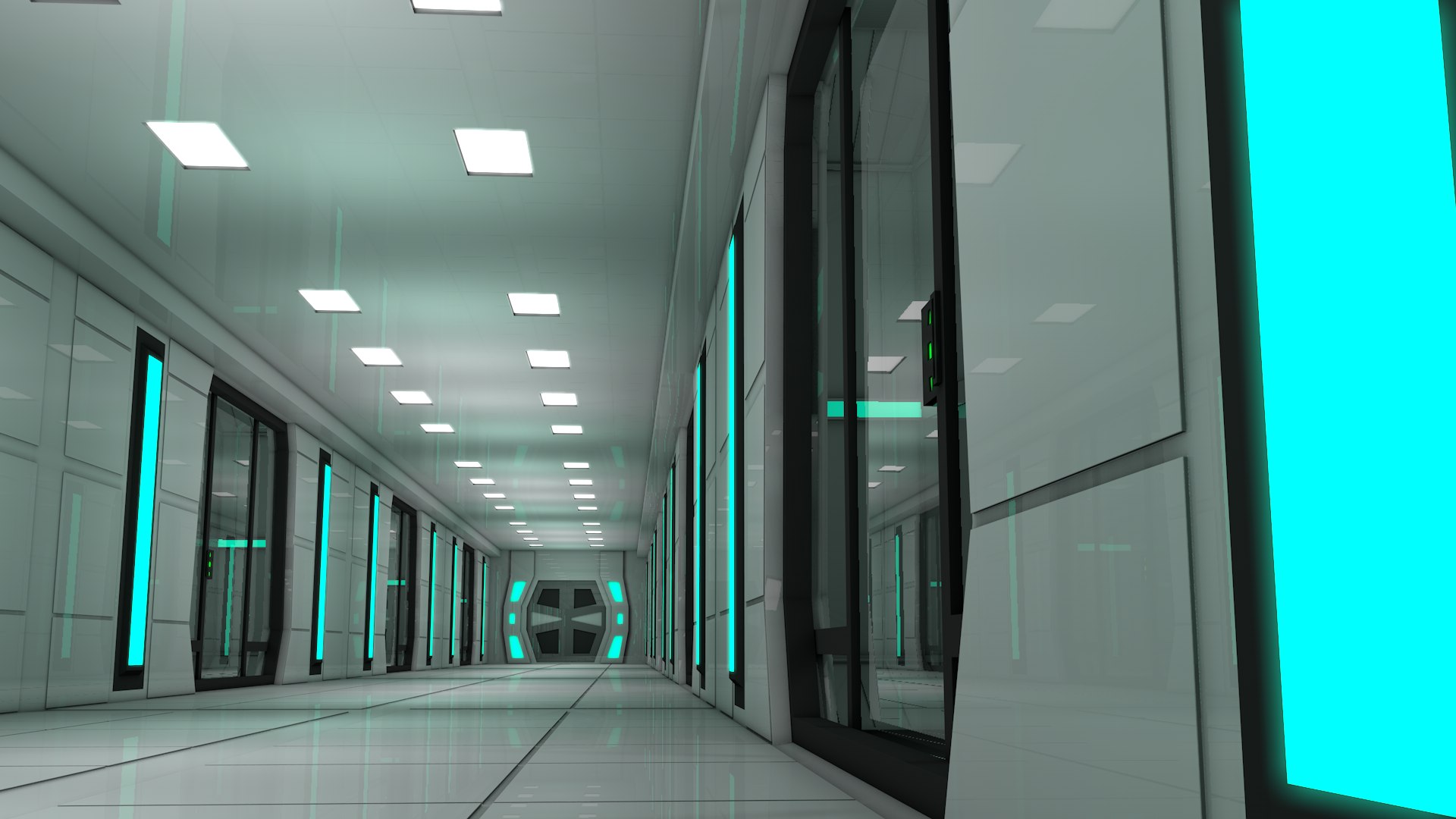 3D Model Sci Fi Prison Corridor Interior - TurboSquid 2357537