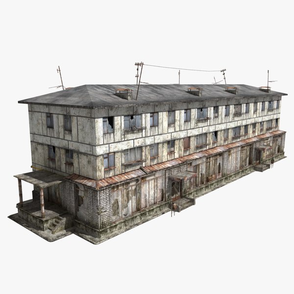 low-poly russian village wooden house 3d obj