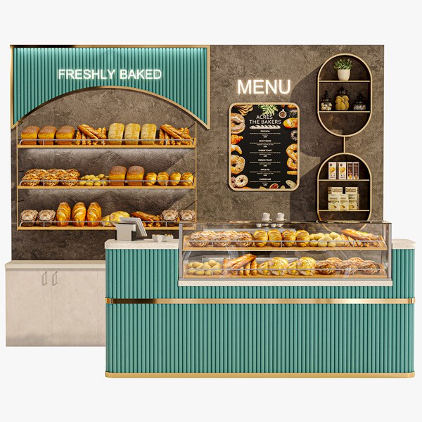 modelo 3d Modern bakery with pastries and coffee - TurboSquid 2054965