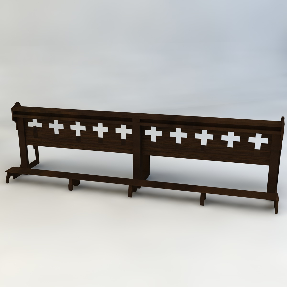 3d wooden church bench