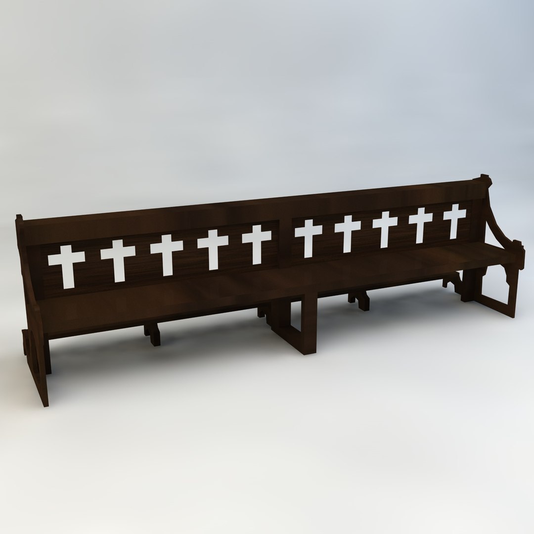 3d Wooden Church Bench