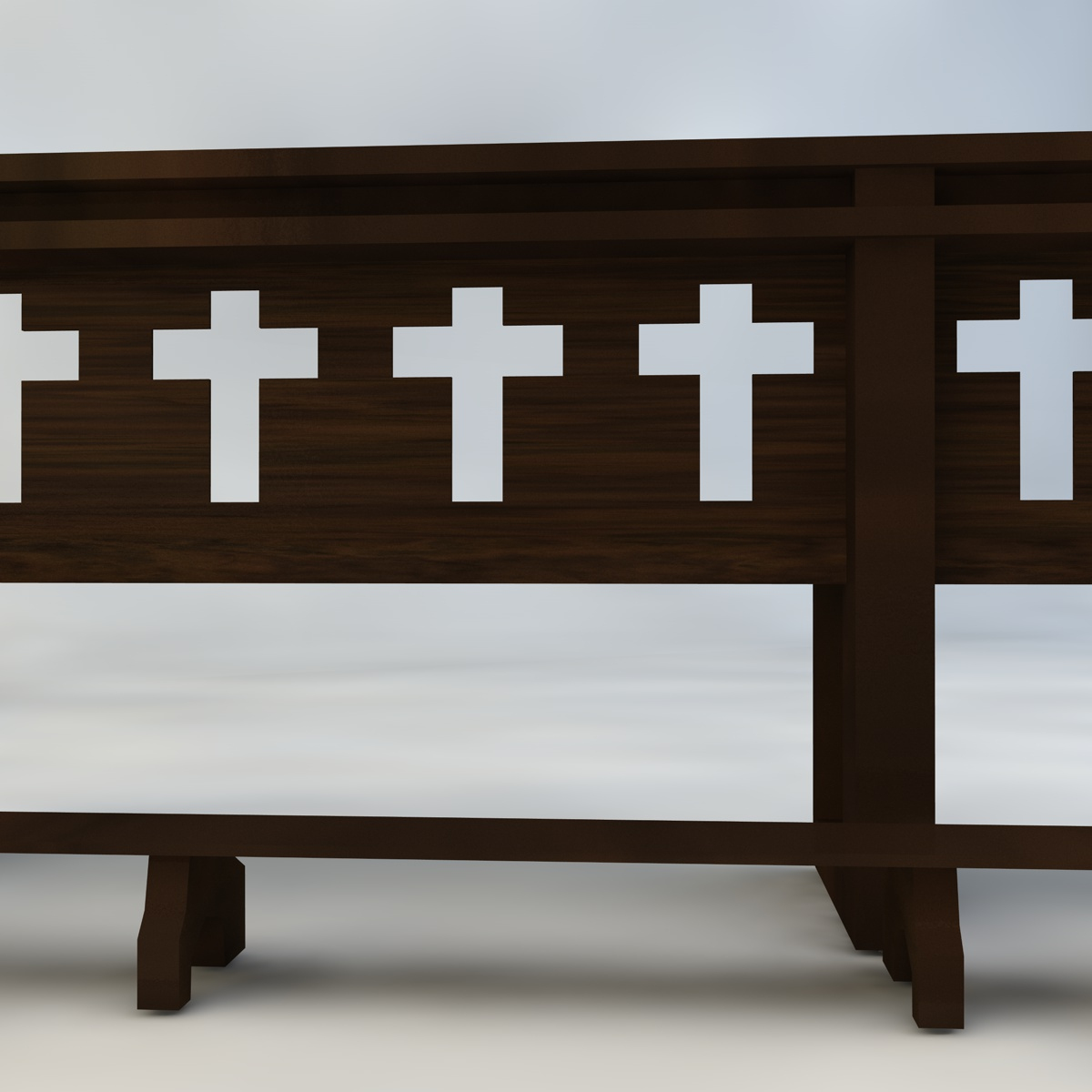 3d wooden church bench