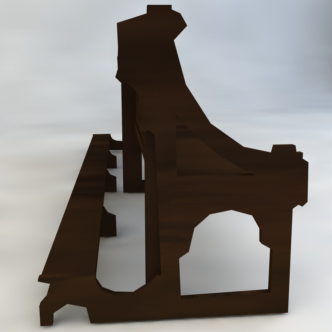 3d wooden church bench