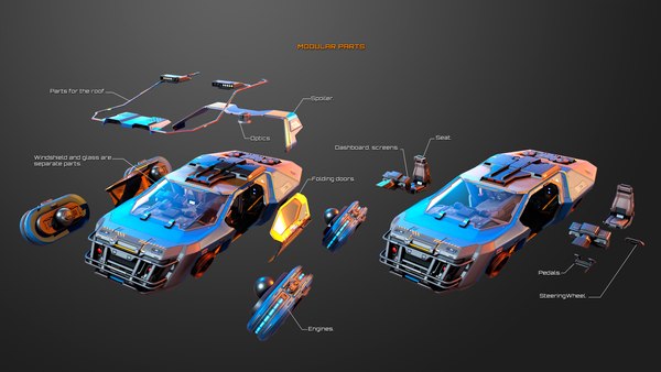 modelo 3d CYBERPUNK - Modular Flying Car - TurboSquid 2086161