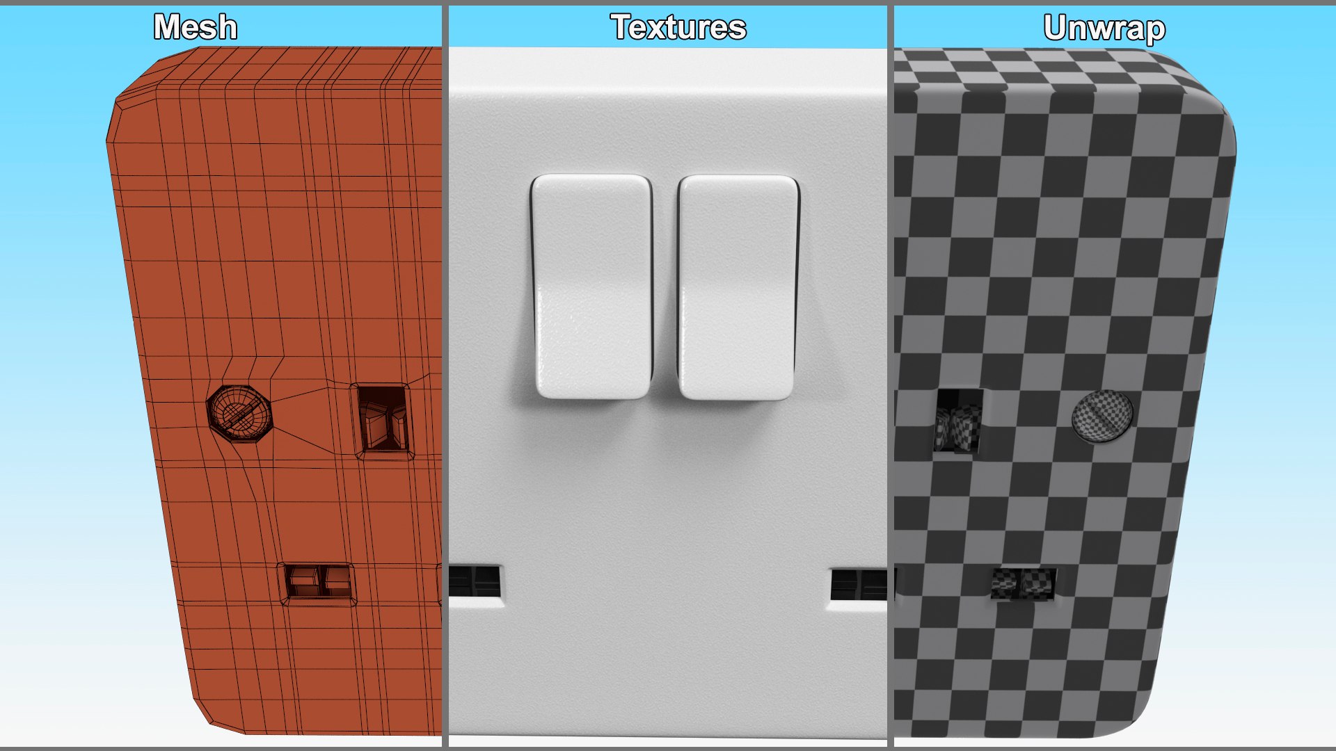 3D UK Double Socket With Switches - TurboSquid 2265146