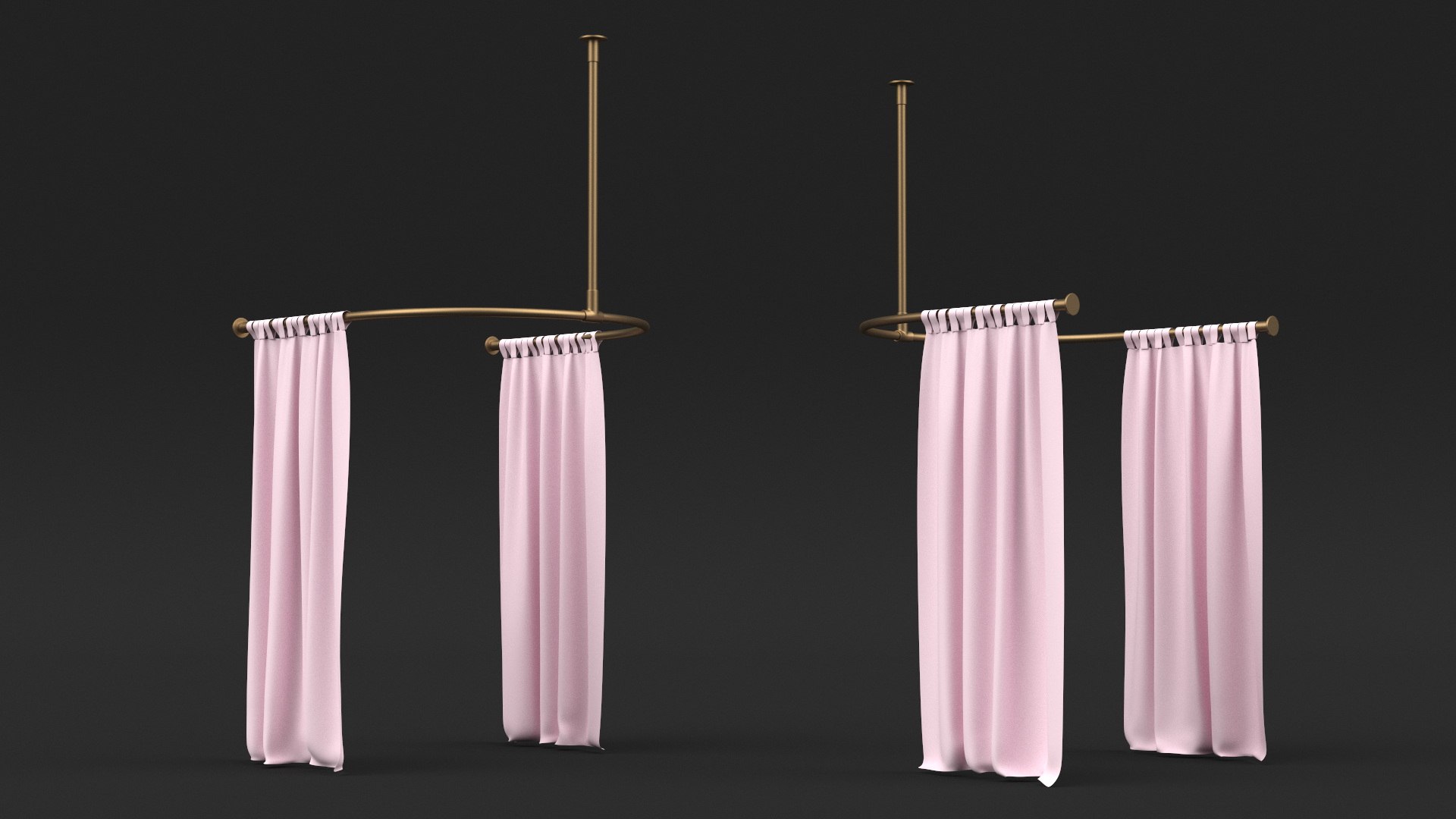 3D Model Pink Fitting Room Curtain Open - TurboSquid 2120453