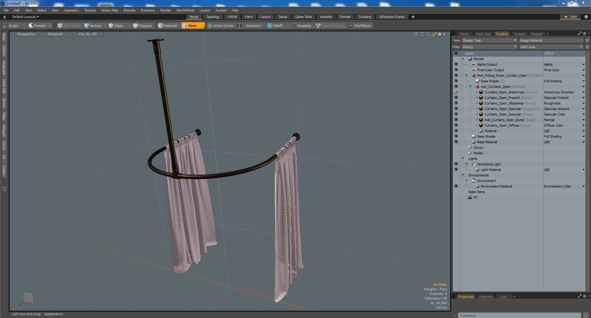 3D Model Pink Fitting Room Curtain Open - TurboSquid 2120453