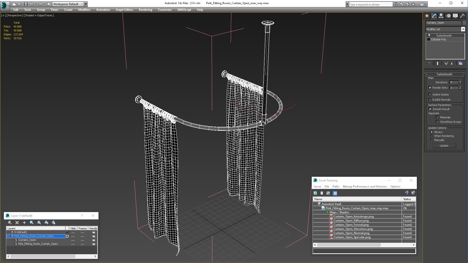 3D Model Pink Fitting Room Curtain Open - TurboSquid 2120453