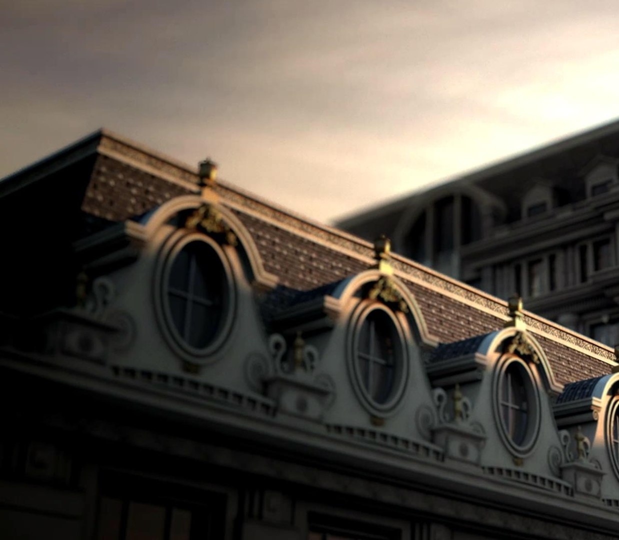 modelo 3d Closeup of building Residential office Building Details ...