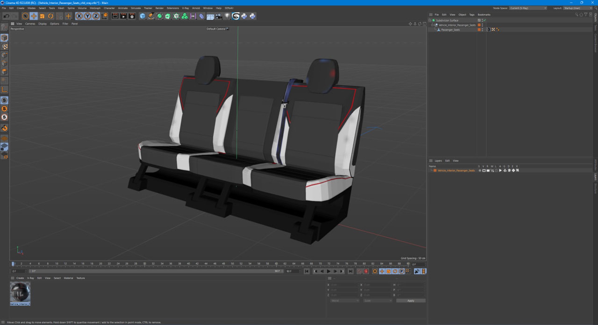 3D Vehicle Interior Passenger Seats Model - TurboSquid 2365574