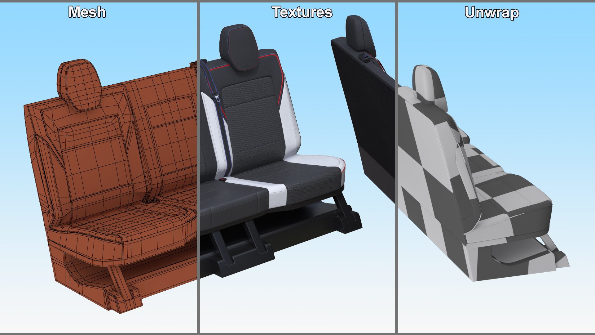 3D Vehicle Interior Passenger Seats Model - TurboSquid 2365574