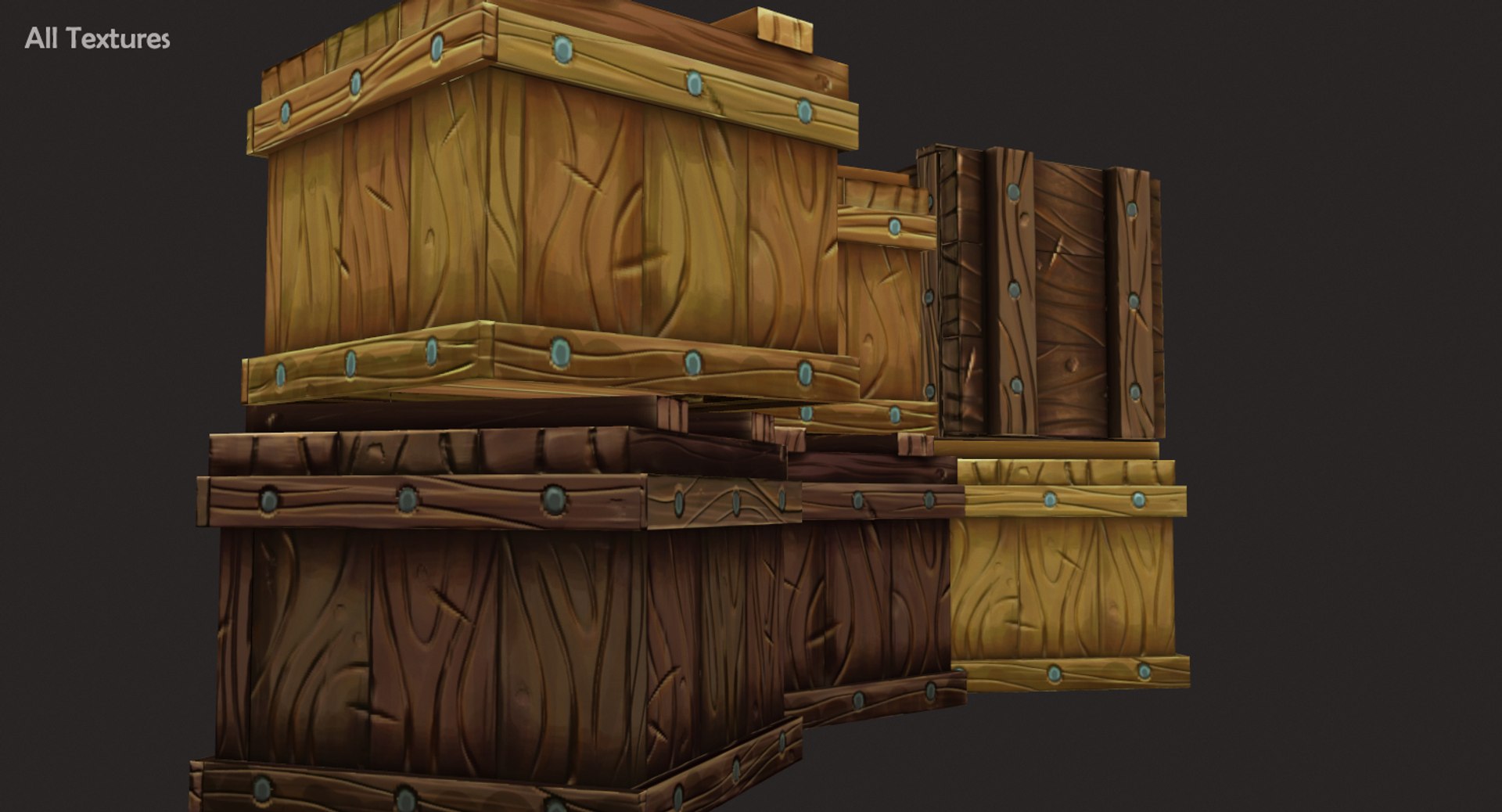 wooden box stylized 1 3d x