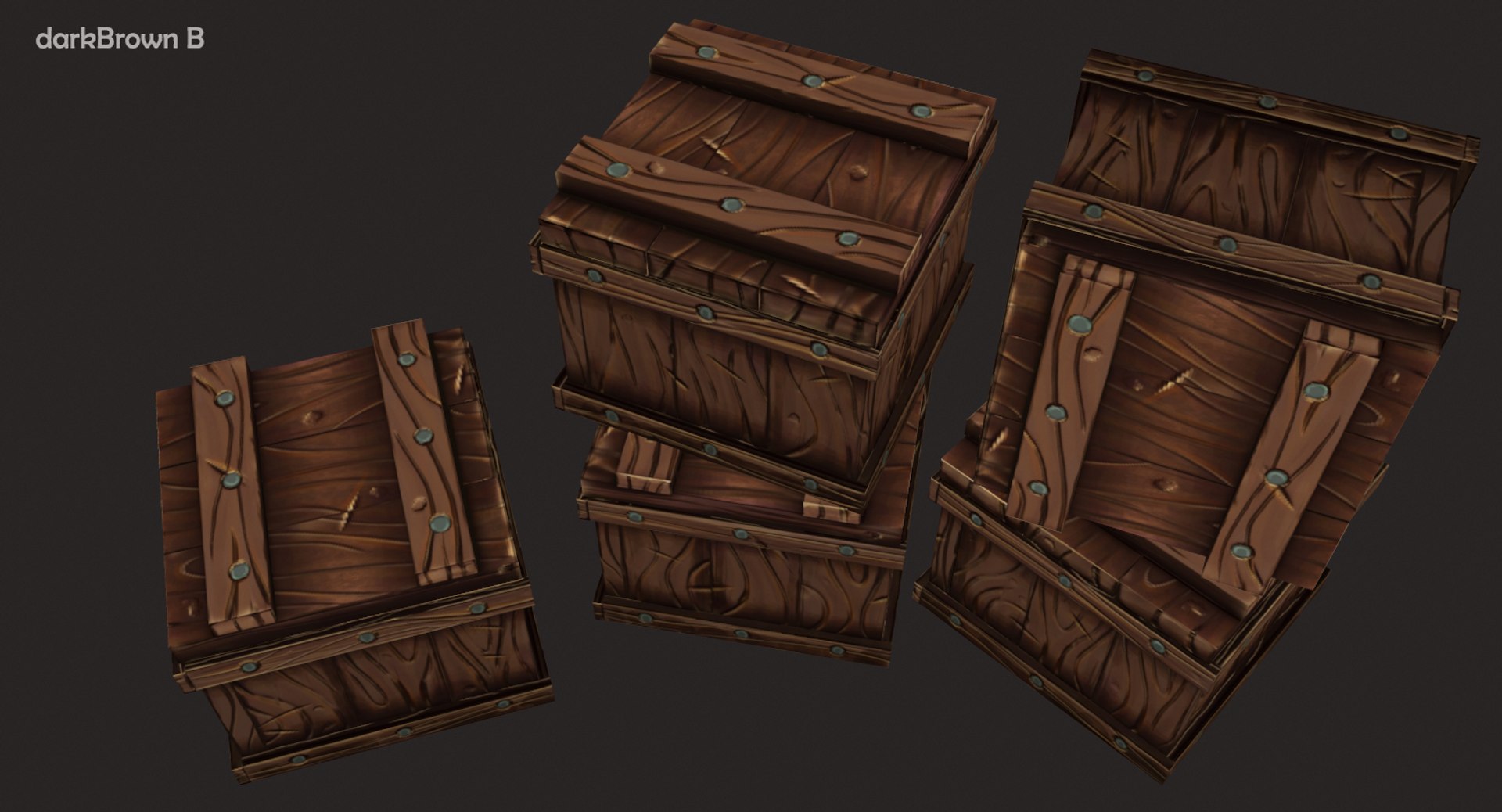 wooden box stylized 1 3d x
