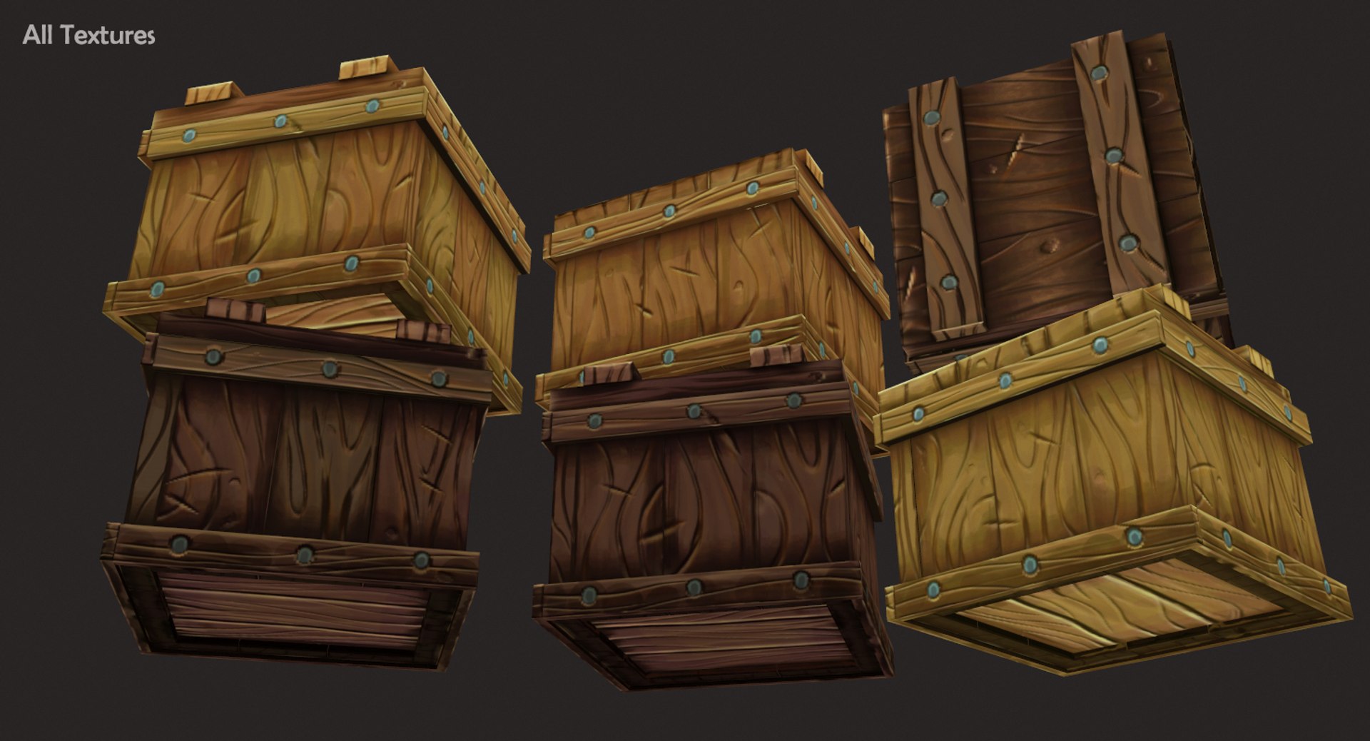 wooden box stylized 1 3d x