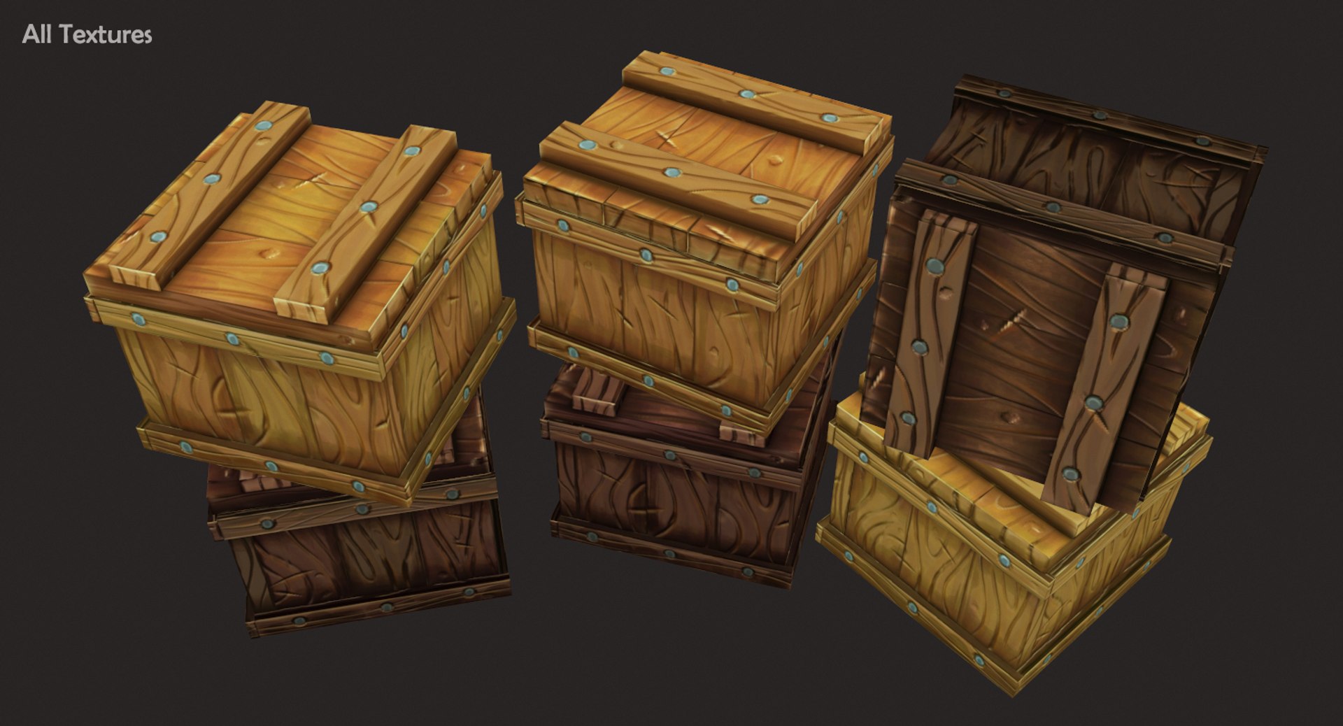 wooden box stylized 1 3d x