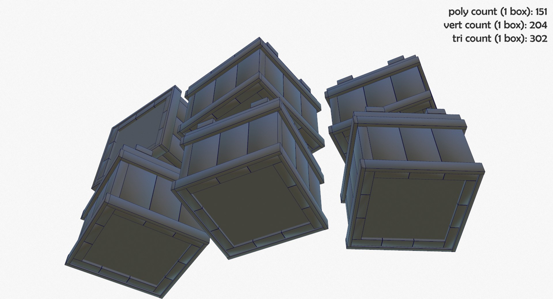 wooden box stylized 1 3d x