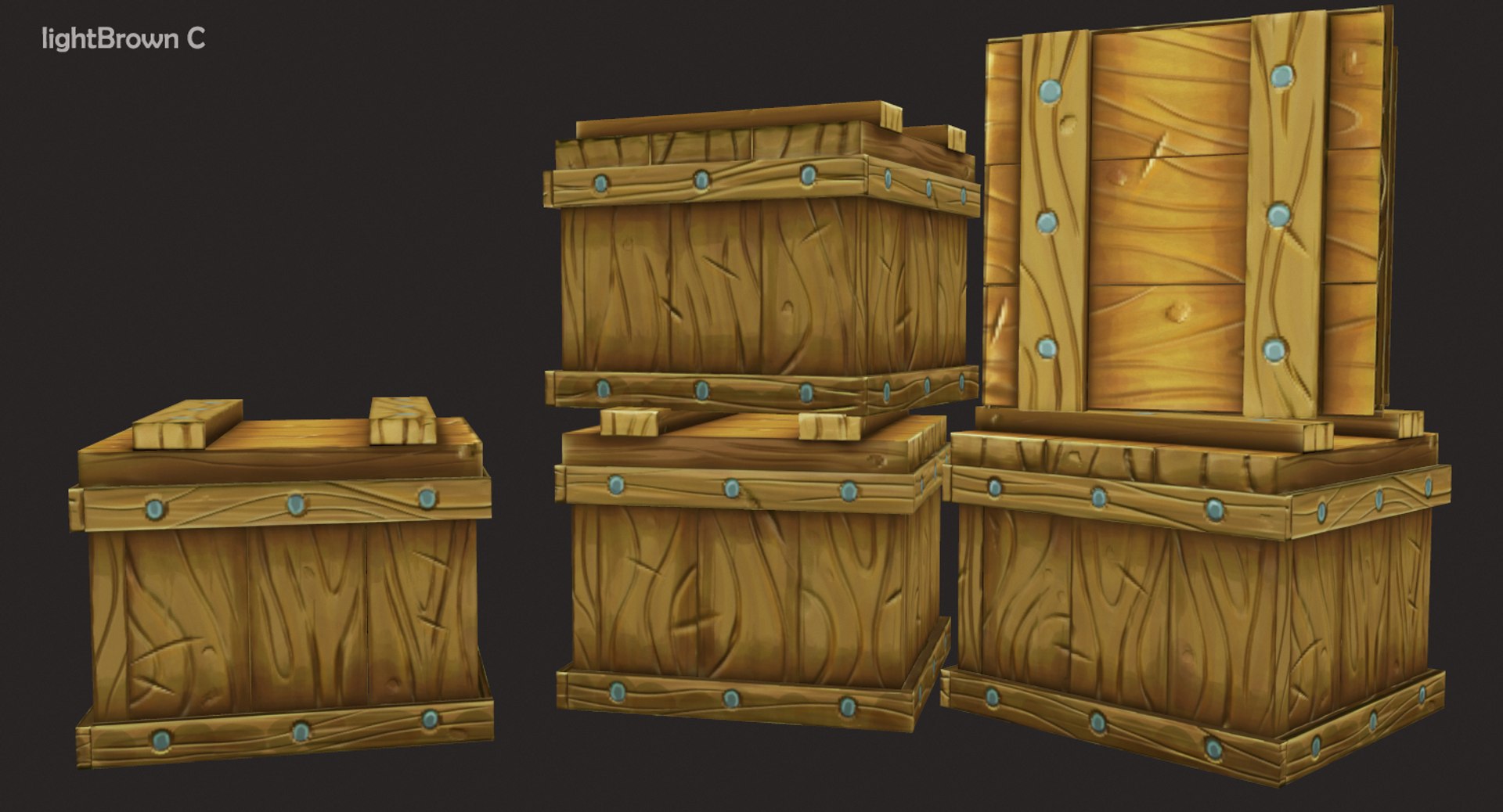 wooden box stylized 1 3d x