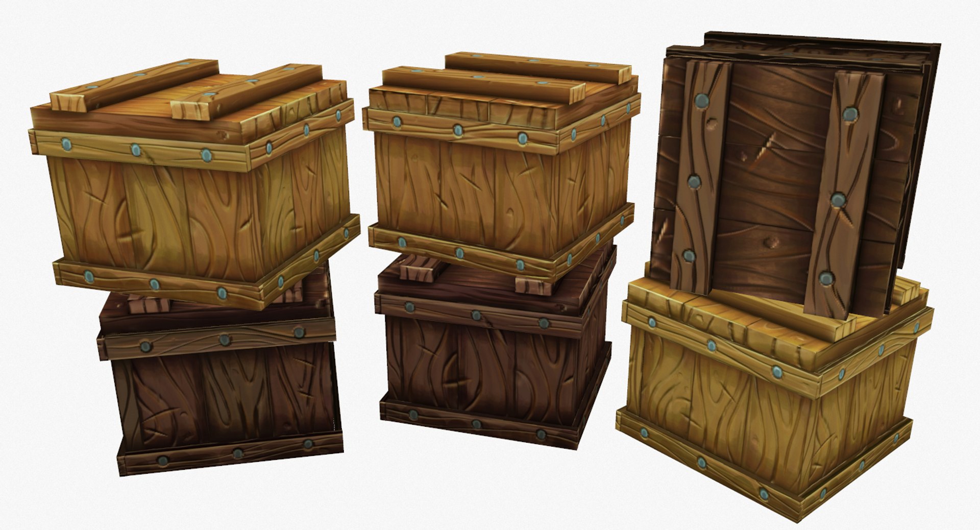 wooden box stylized 1 3d x