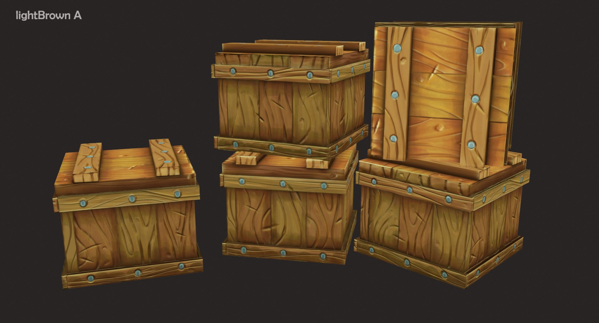 wooden box stylized 1 3d x