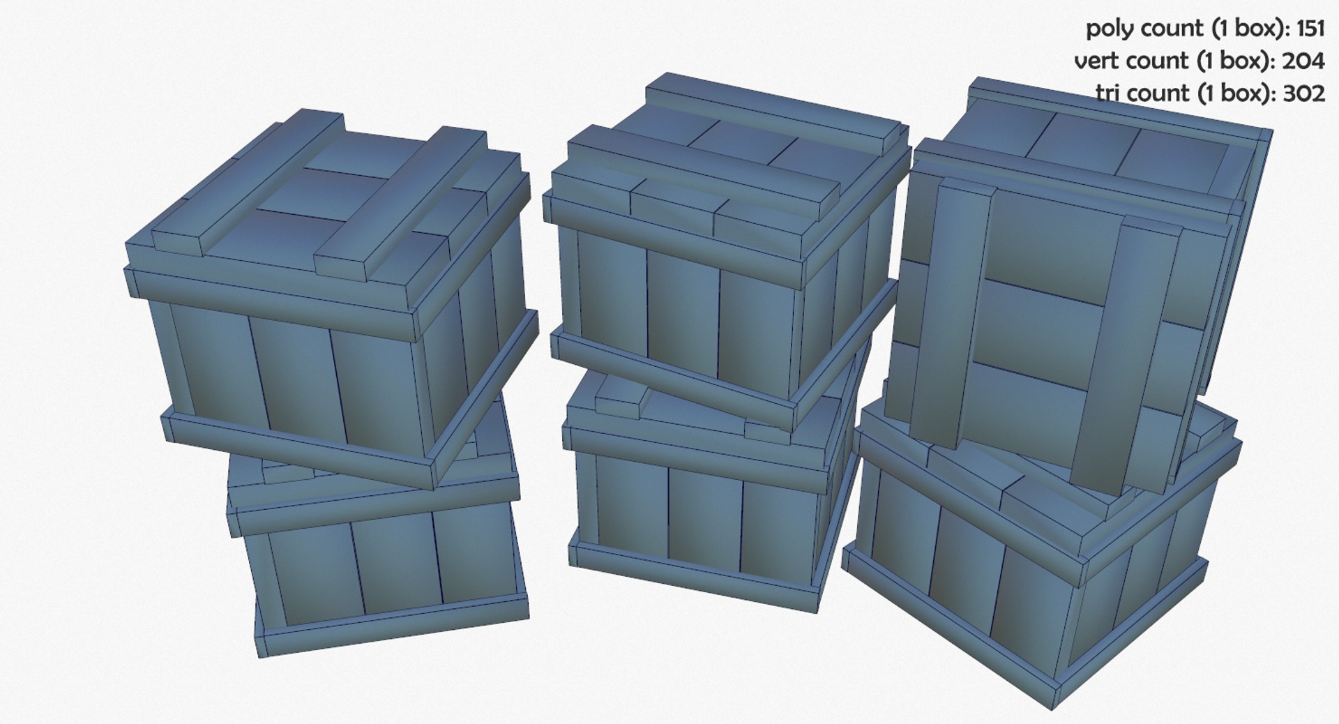 wooden box stylized 1 3d x