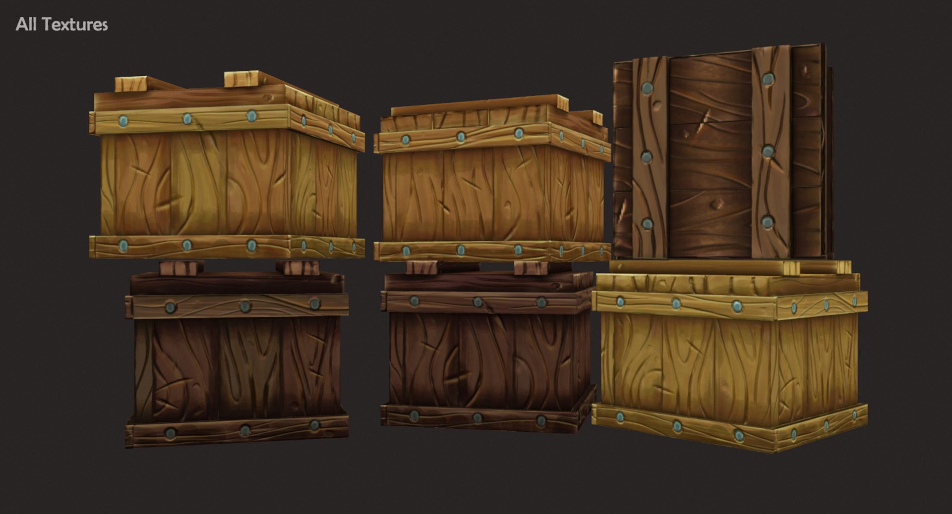 wooden box stylized 1 3d x