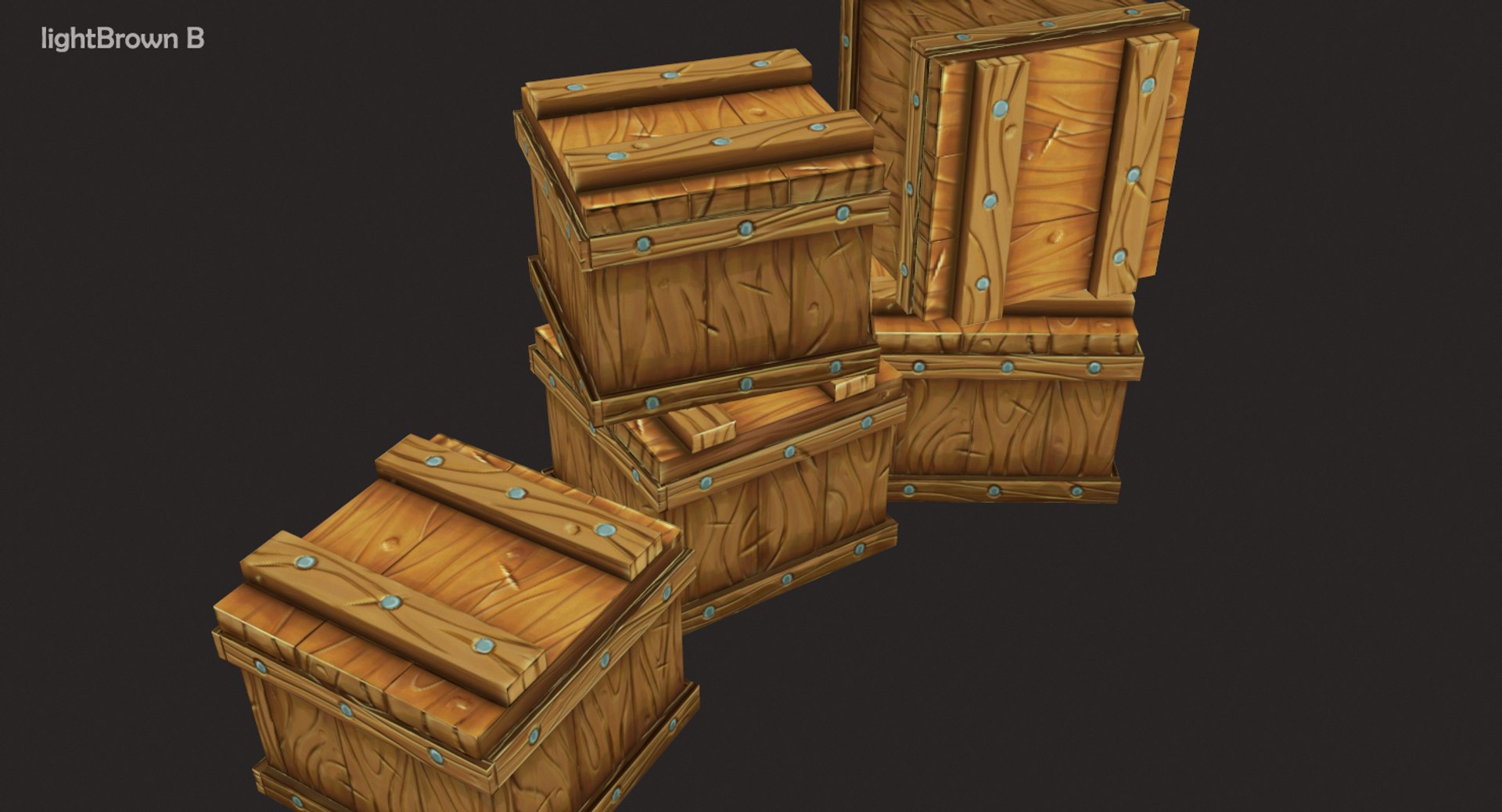 wooden box stylized 1 3d x