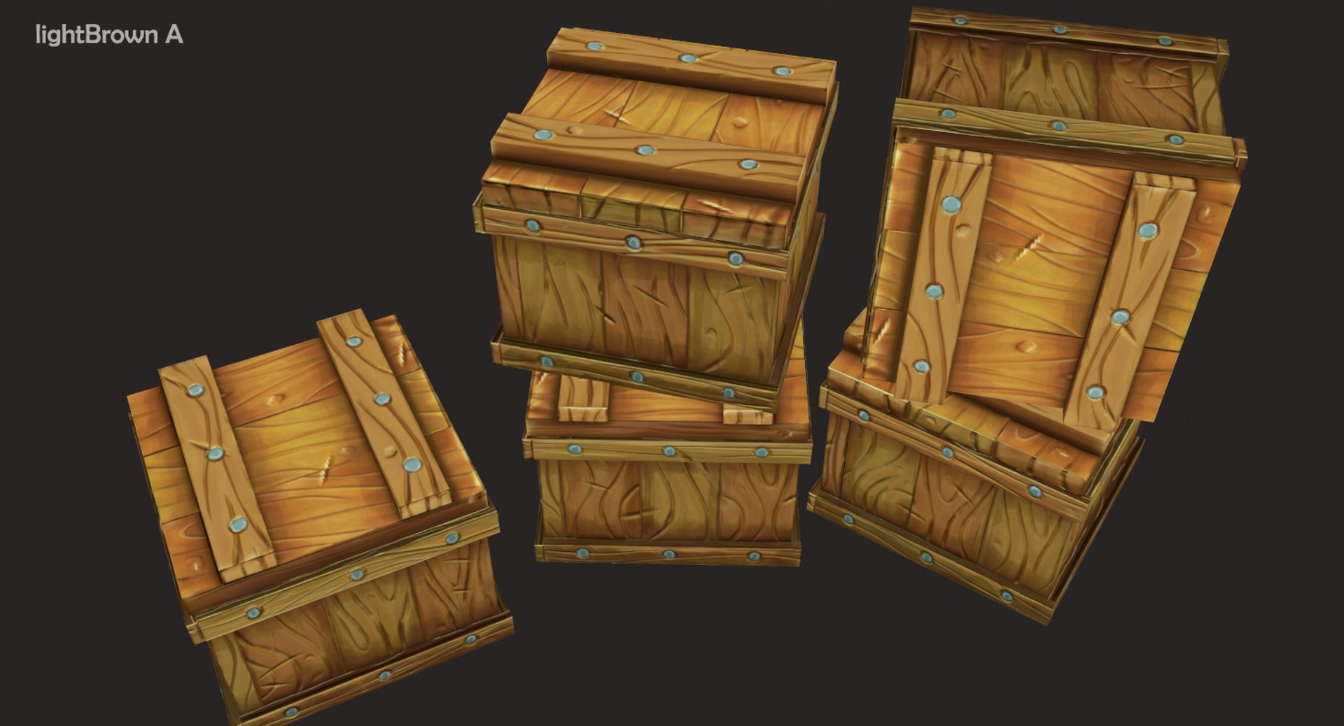 wooden box stylized 1 3d x