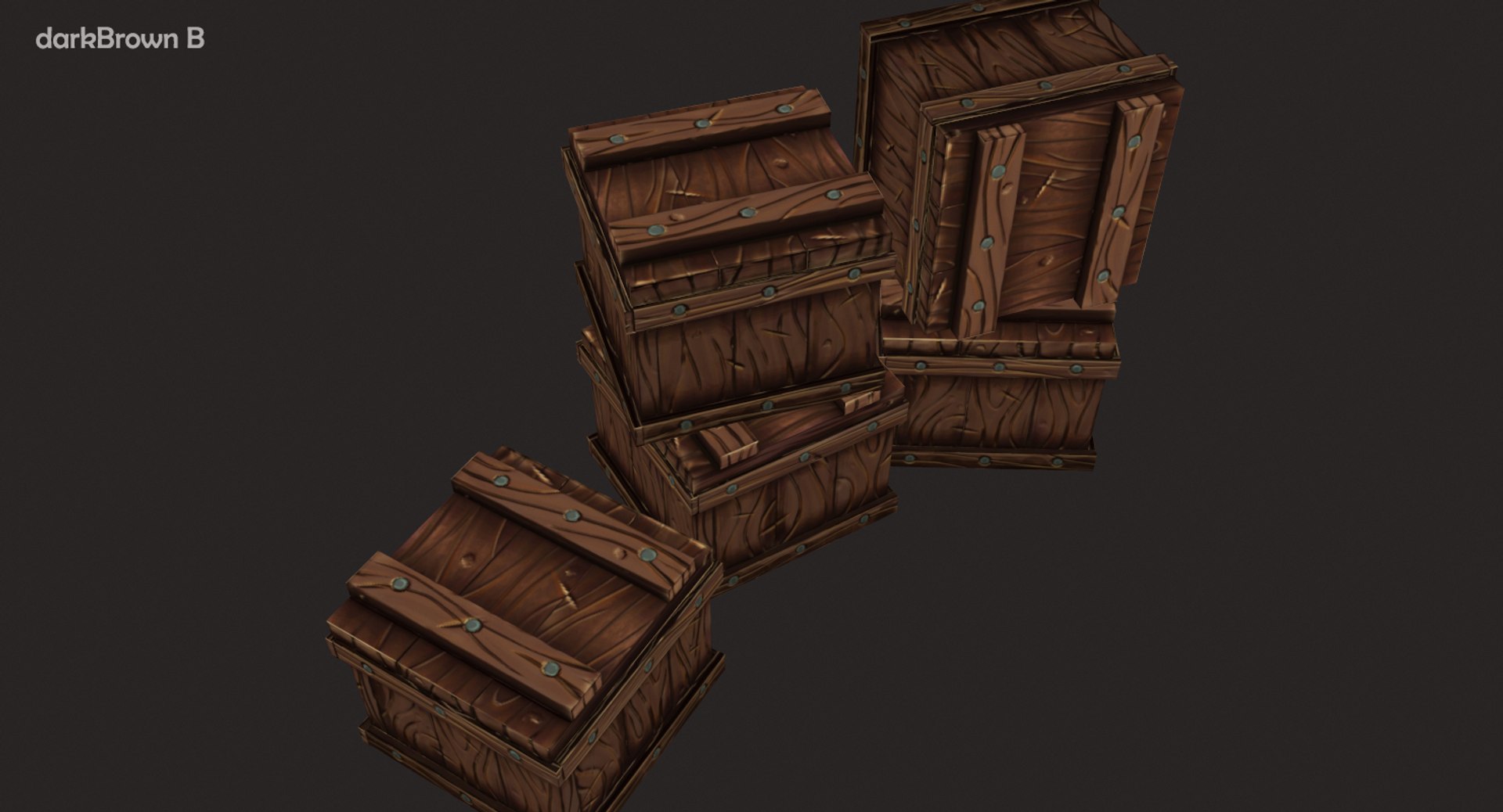 wooden box stylized 1 3d x
