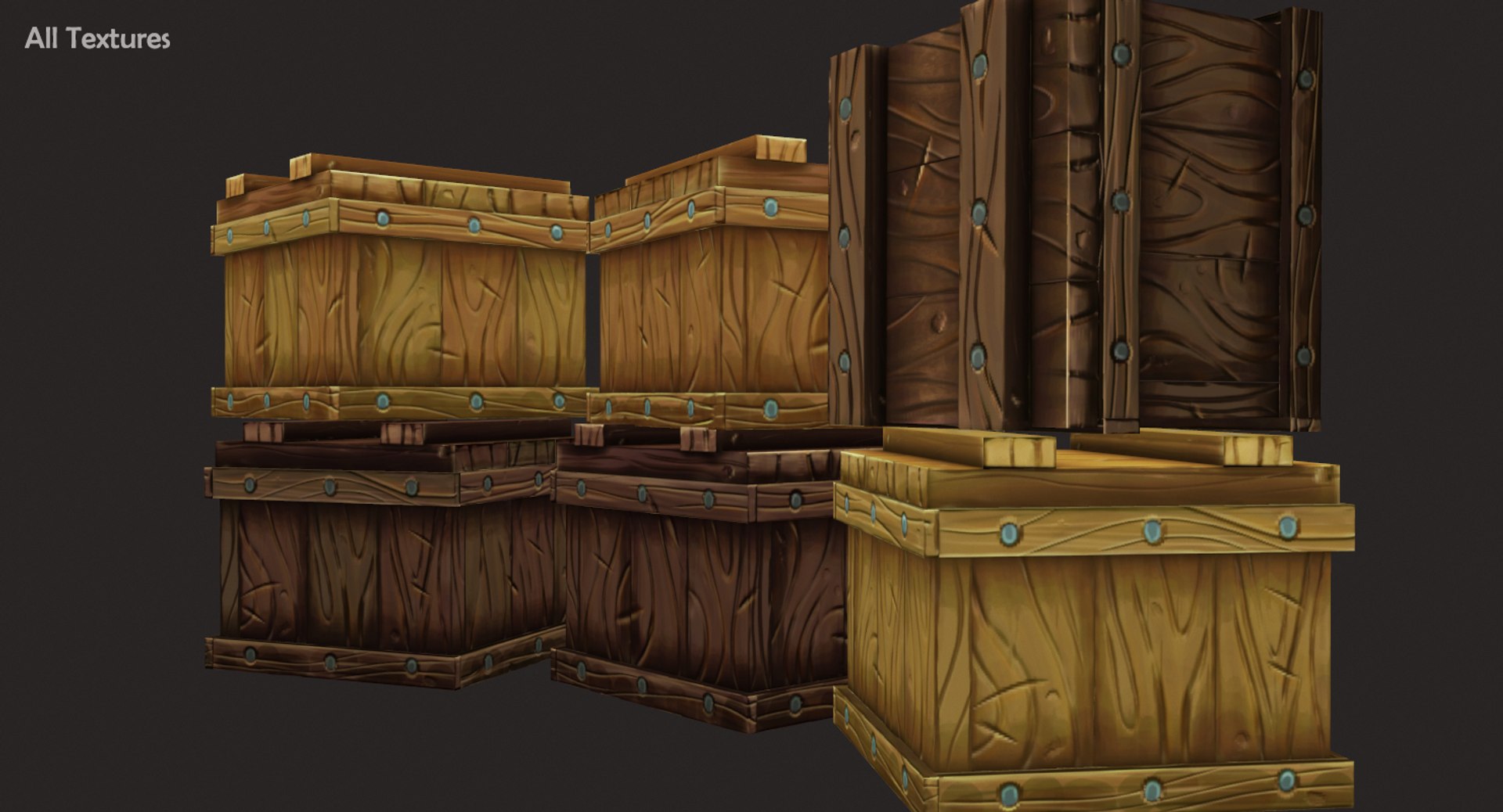 wooden box stylized 1 3d x