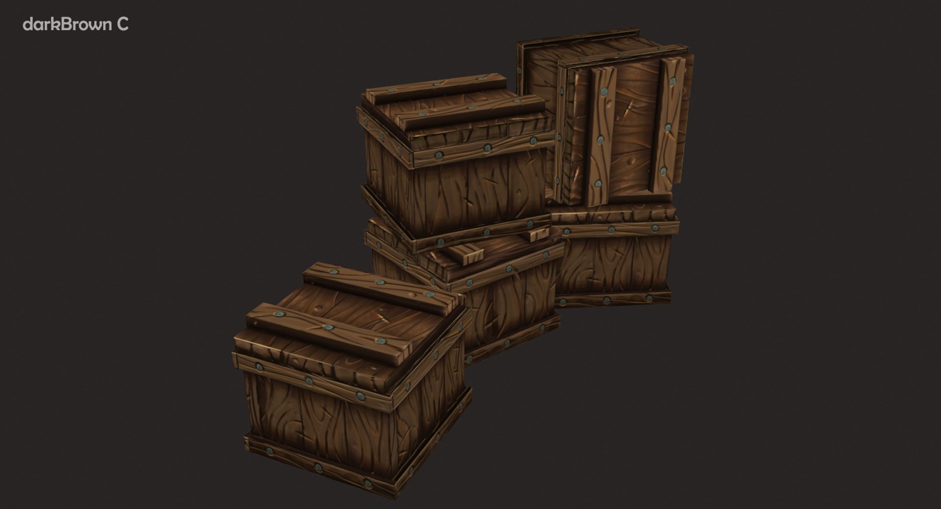 wooden box stylized 1 3d x
