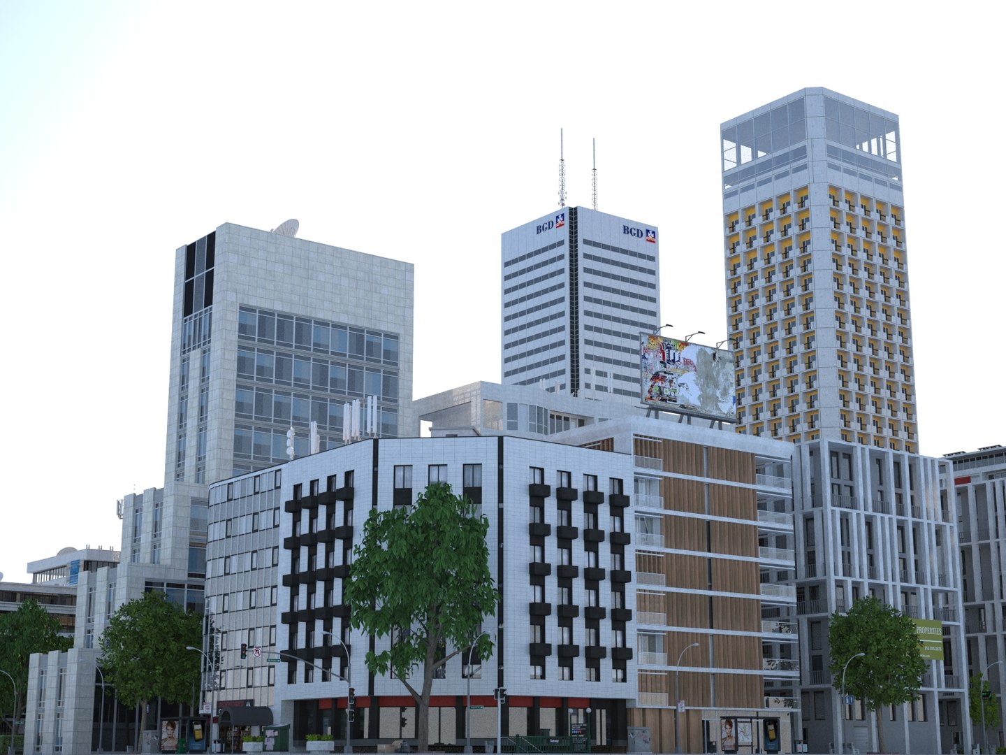 white city buildings 3d max