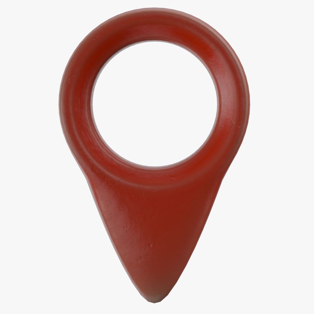Big Simple Red Scratched Plastic Map Marker With Hole 3D Model ...