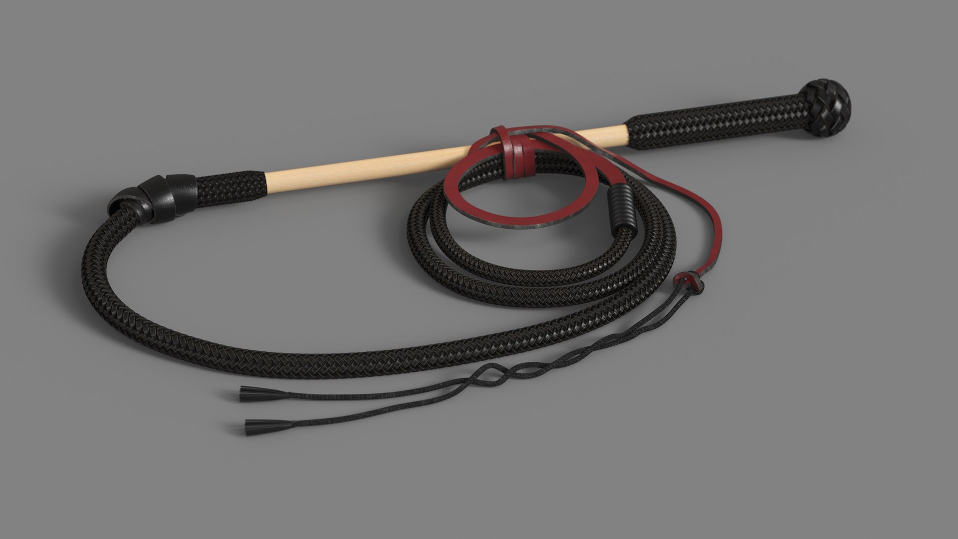 3D Historical Leather Whip Braided Black - TurboSquid 2211544