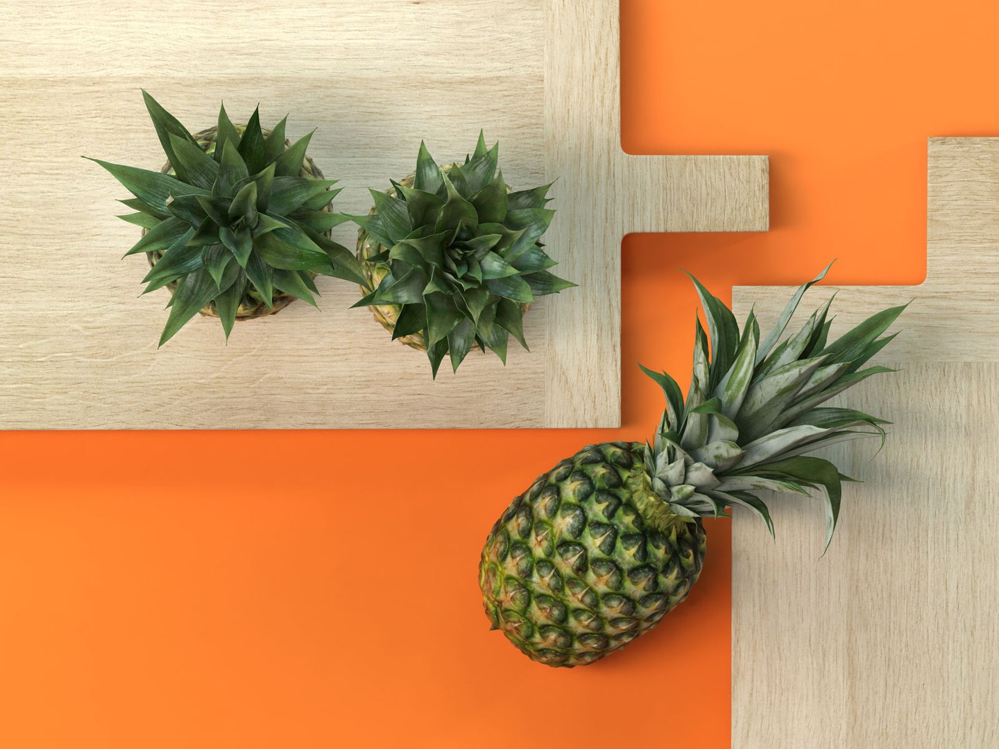 Pineapples Wooden Board 3D Model - TurboSquid 1225810