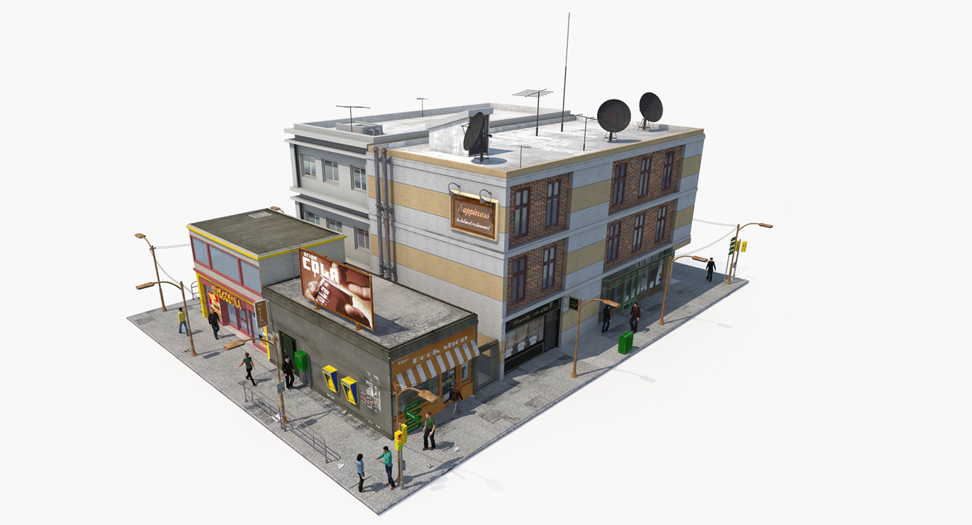 3D Realistic Populated City Block Model - TurboSquid 1164860