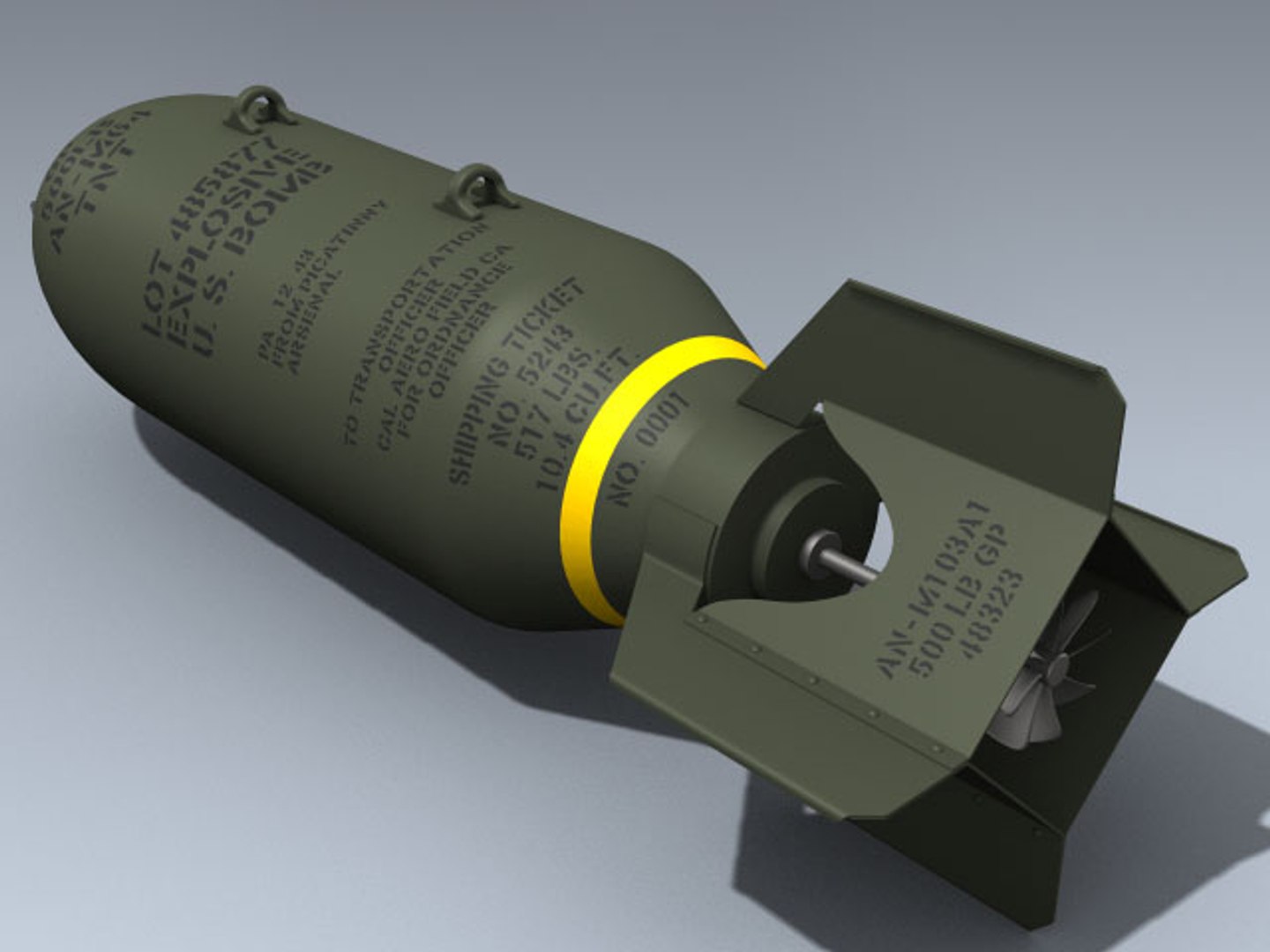 An-m64 Bomb 3d Model