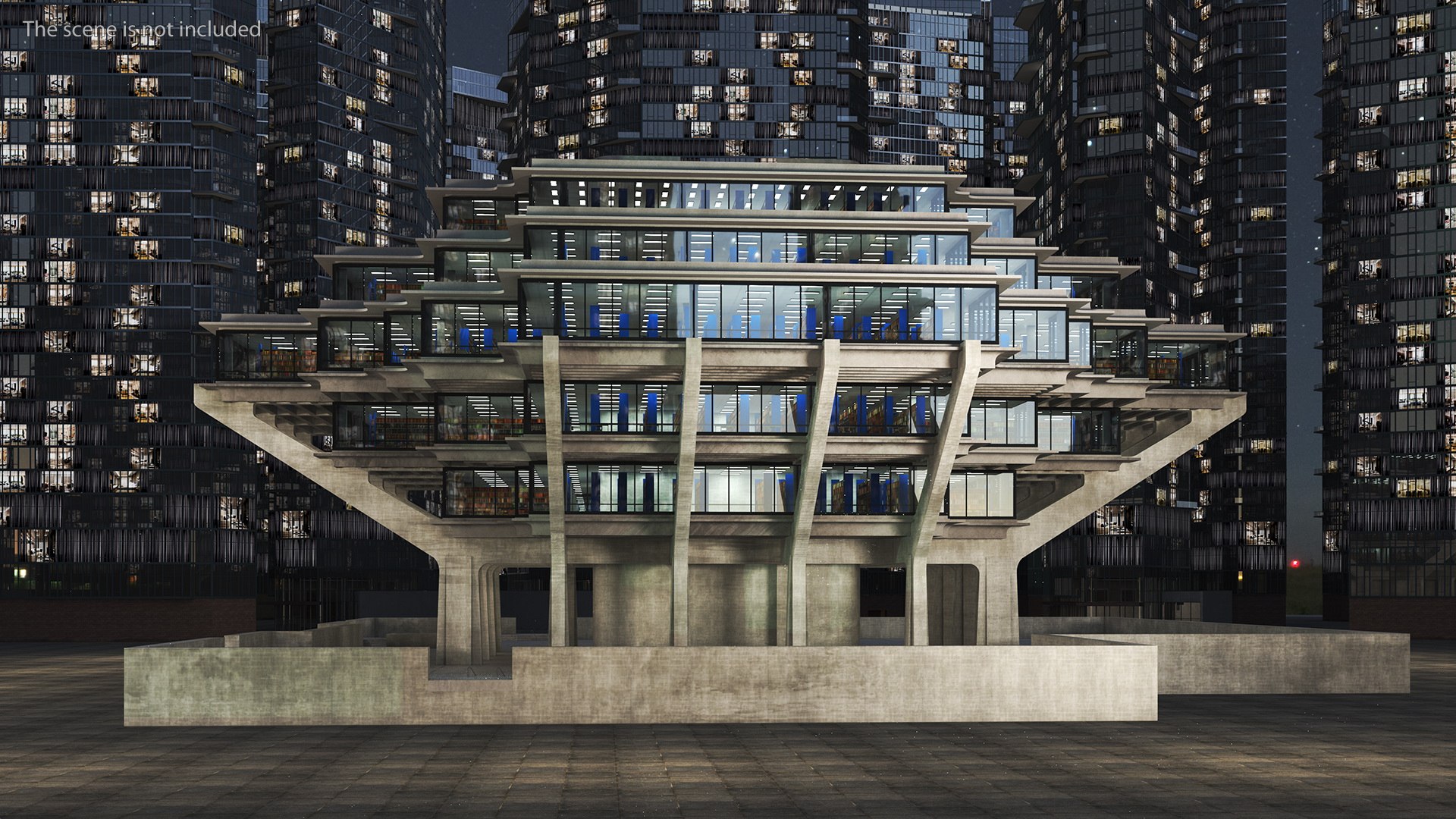 3D Geisel Library Night Light - TurboSquid 1848574