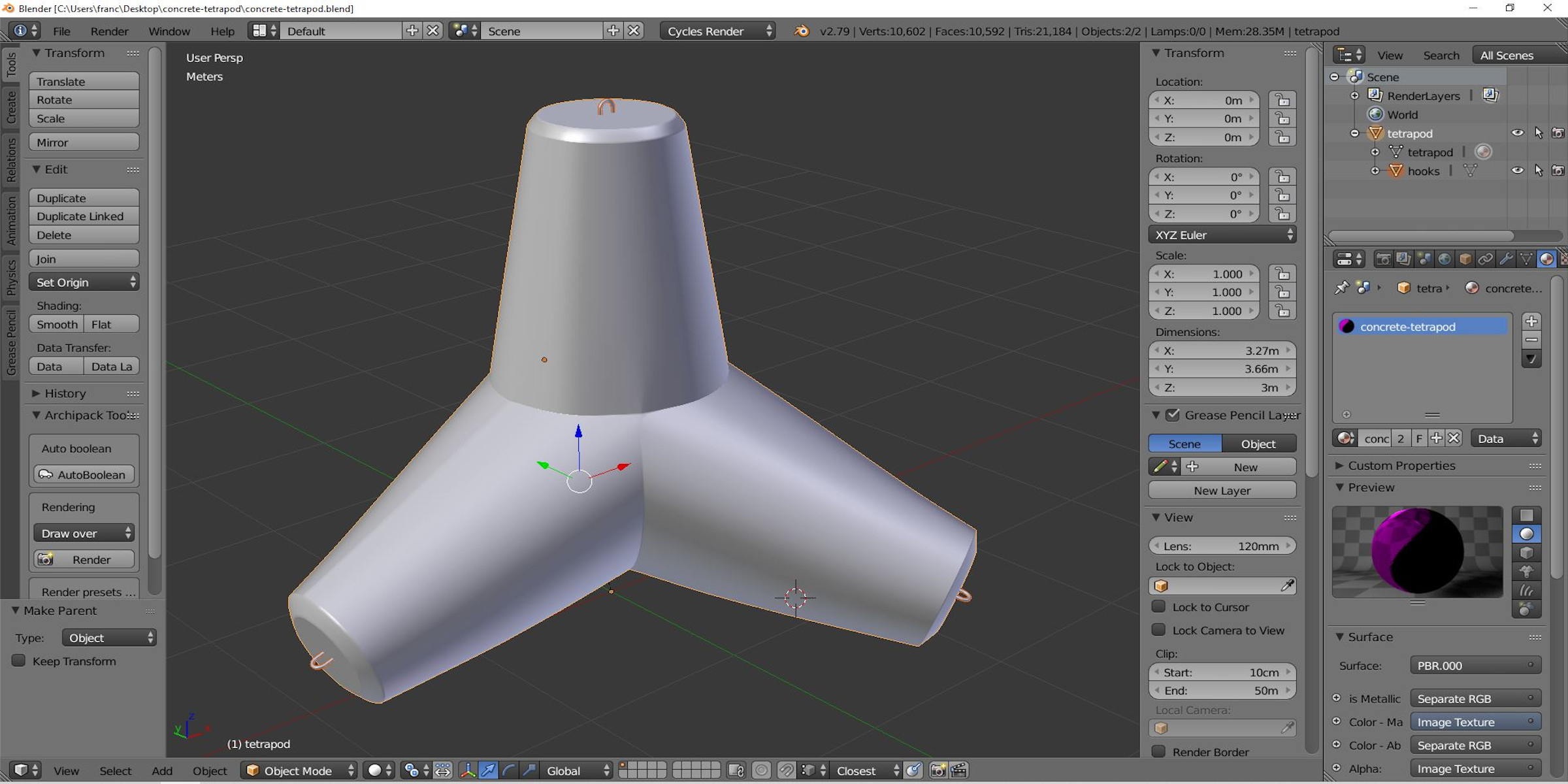 modèle 3D de Tétrapode en béton - TurboSquid 1755397