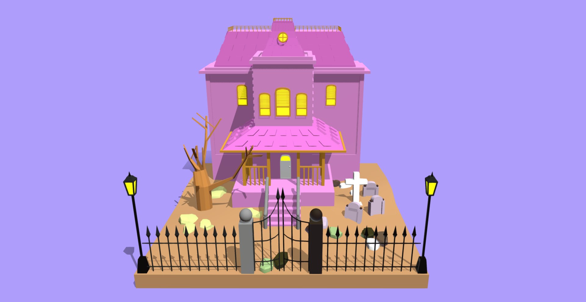 Low Poly HAUNTED HOUSE 3D Model - TurboSquid 2116713