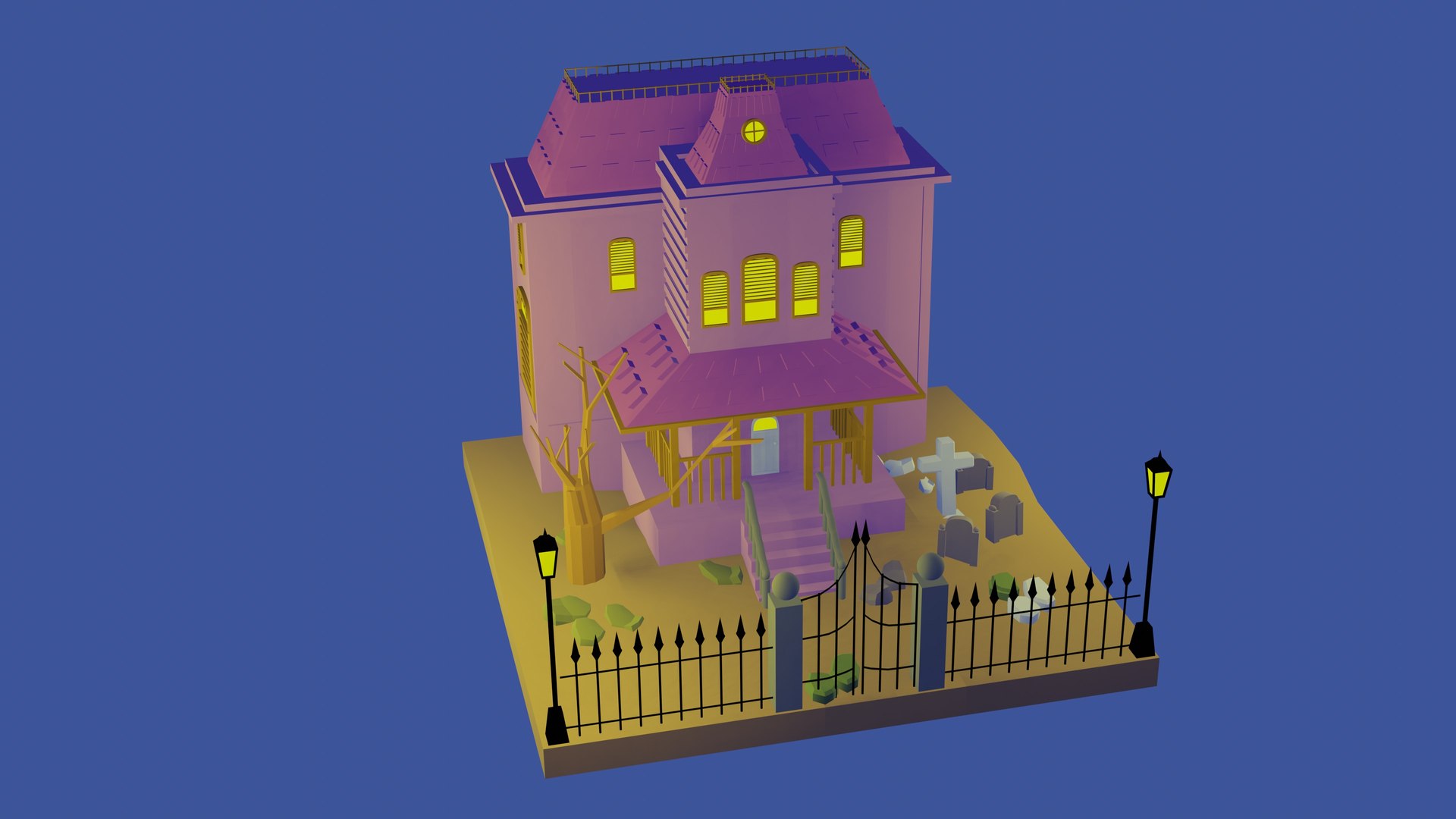 Low Poly HAUNTED HOUSE 3D Model - TurboSquid 2116713